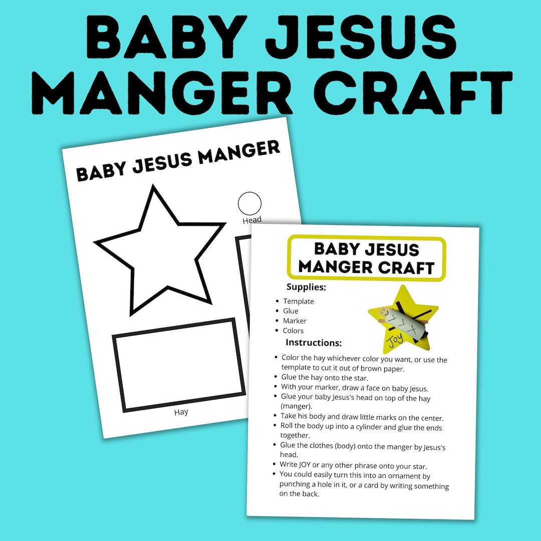 Baby Jesus in a Manger Craft Template for Kids | Christmas Craft for ...