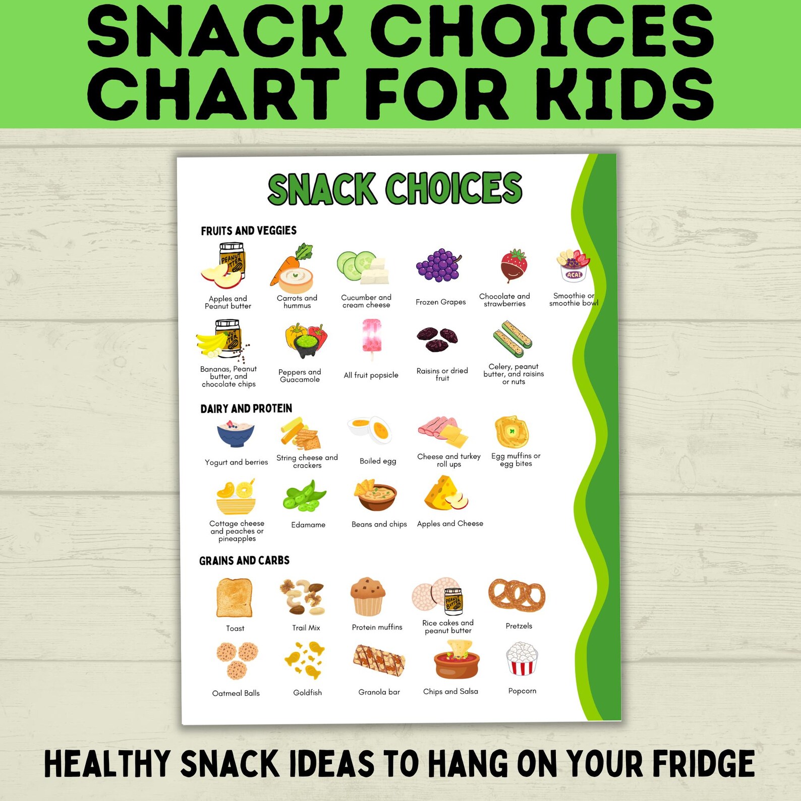 Kid's Snack Chart | Snack Choices Chart | Snacks for Kids | Healthy ...