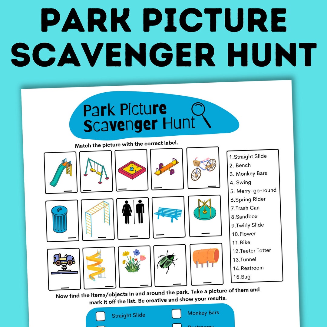 Park Picture Scavenger Hunt for Kids: Outdoor Activity (PDF Download ...