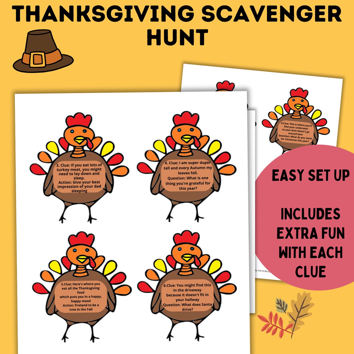 Kid's Thanksgiving Turkey Scavenger Hunt - Etsy