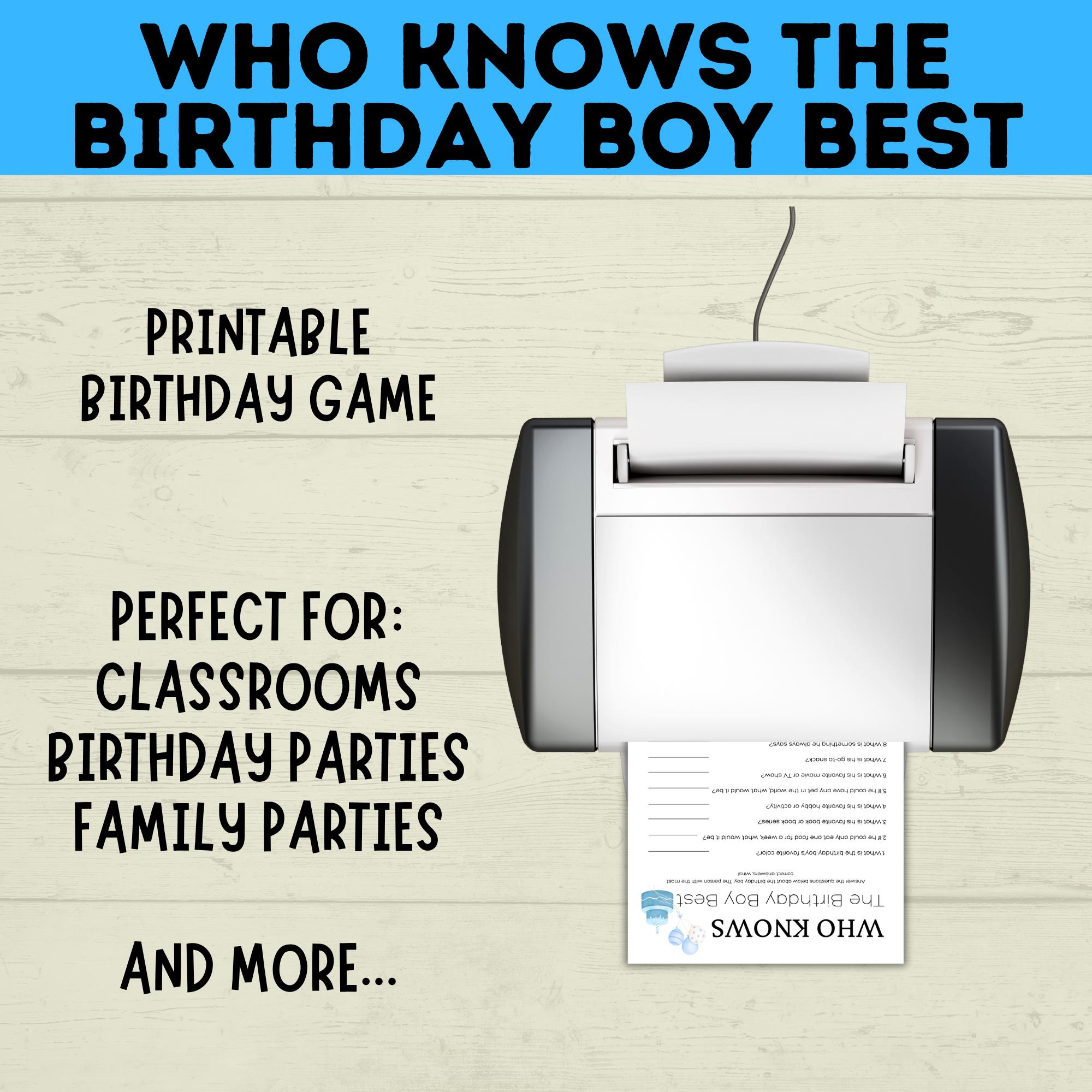Birthday Boy Trivia Game: Customizable Party Activity (digital Download ...