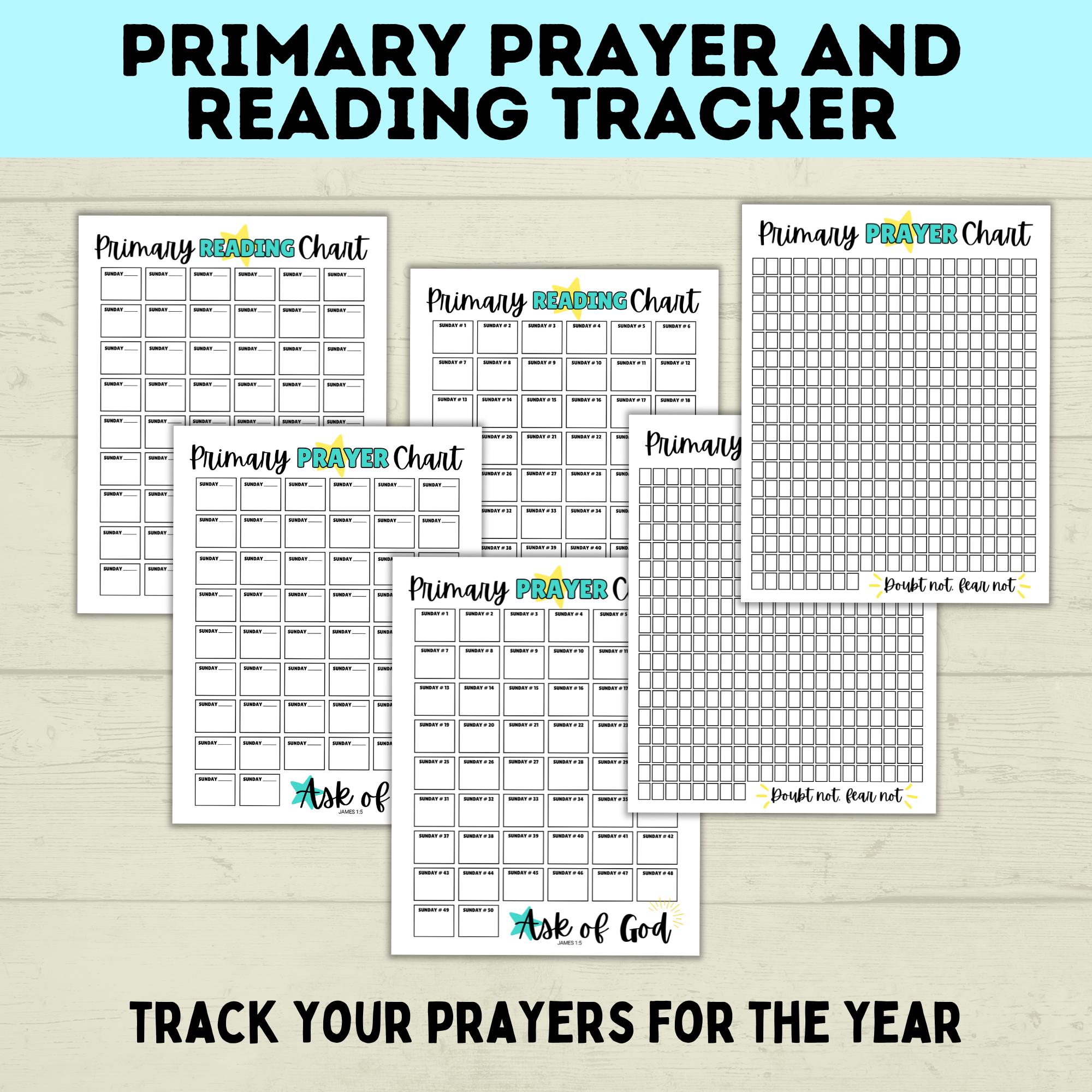 Primary Reading and Prayer Tracker | Prayer Tracker | Reading Tracker ...