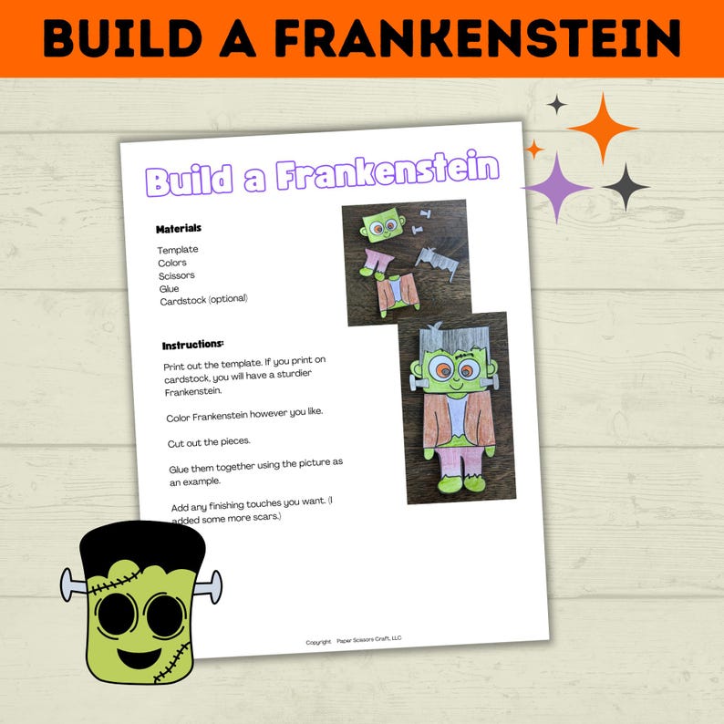 Frankenstein Craft for Kids Halloween Craft Halloween Activities ...