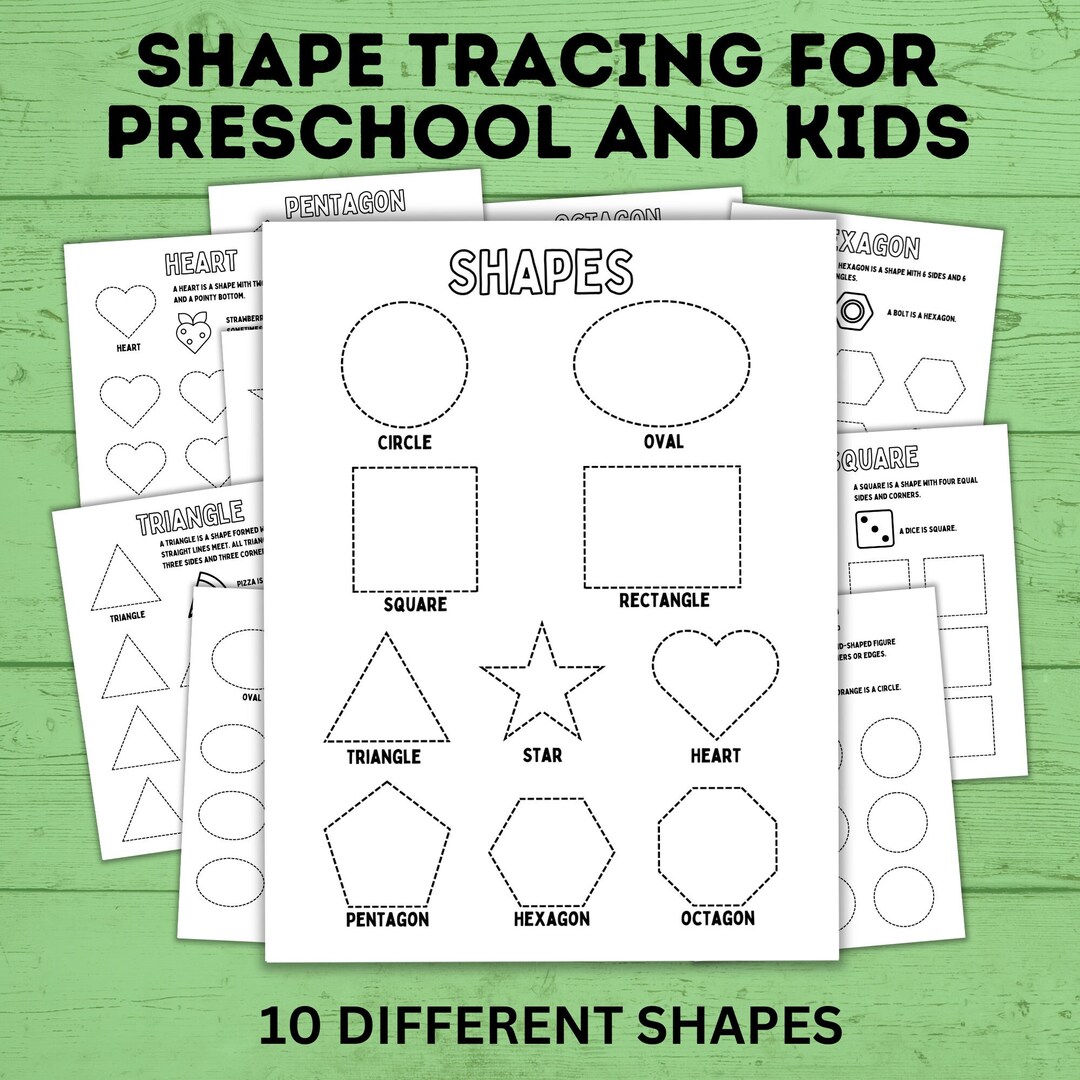 Preschool Shapes Tracing Worksheet | Preschool Worksheets | Preschool ...