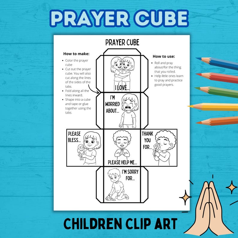 Prayer Cube Activity, Pray Coloring Pages, Bible Crafts for Kids, Faith ...