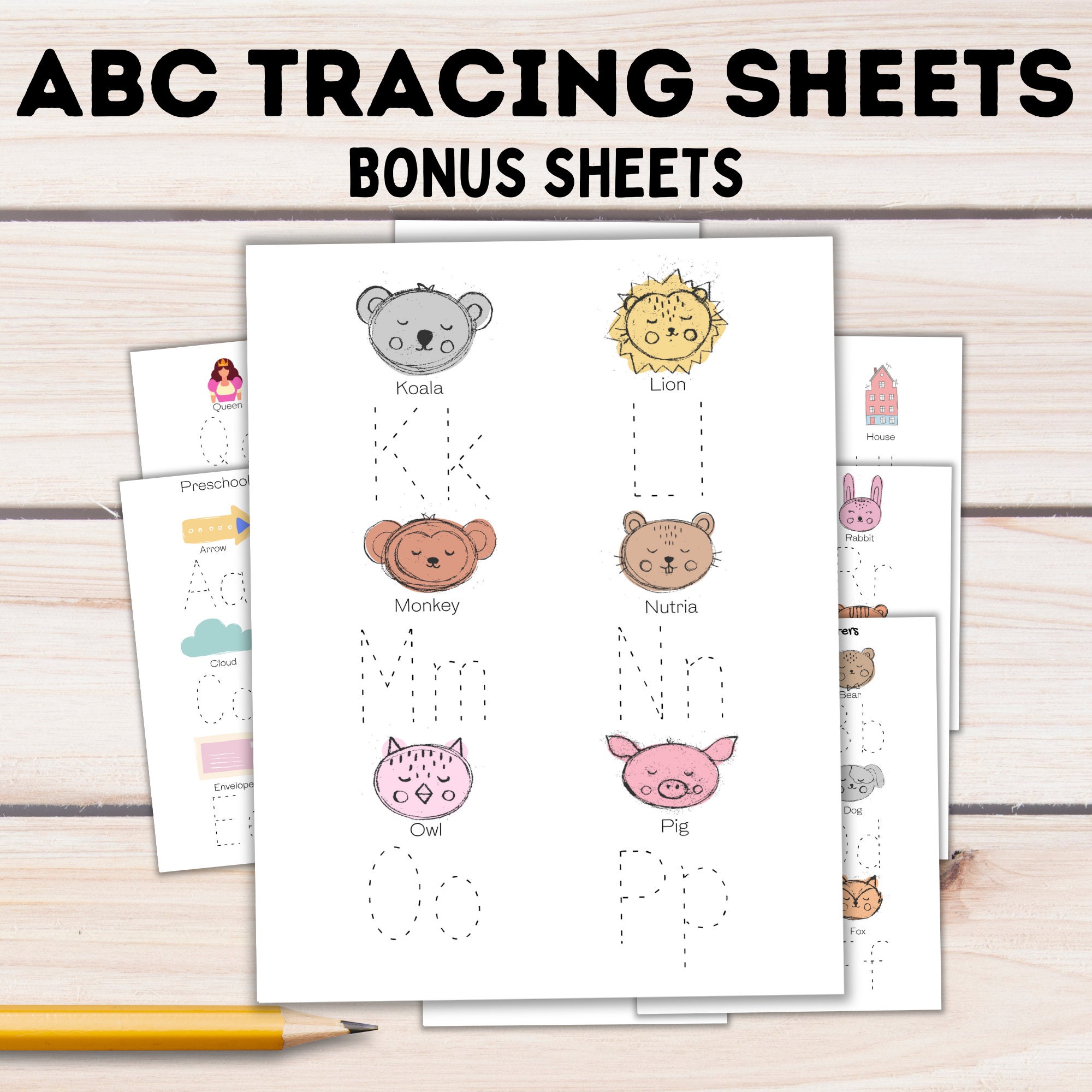 ABC Letter Tracing Preschool Worksheets ABC Practice - Etsy