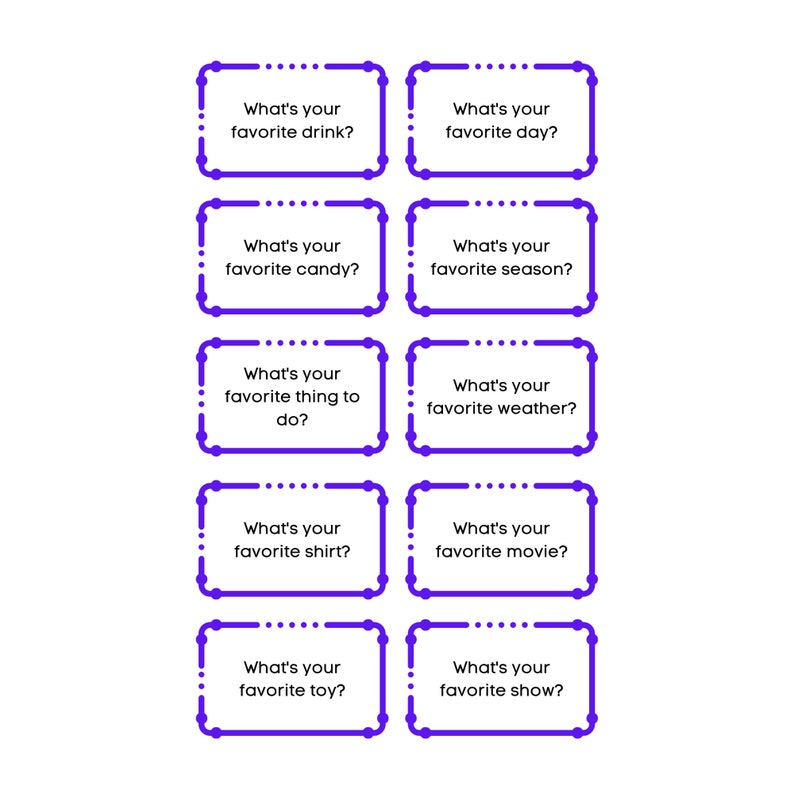 What's Your Favorite Questions for Kids Cards Question - Etsy