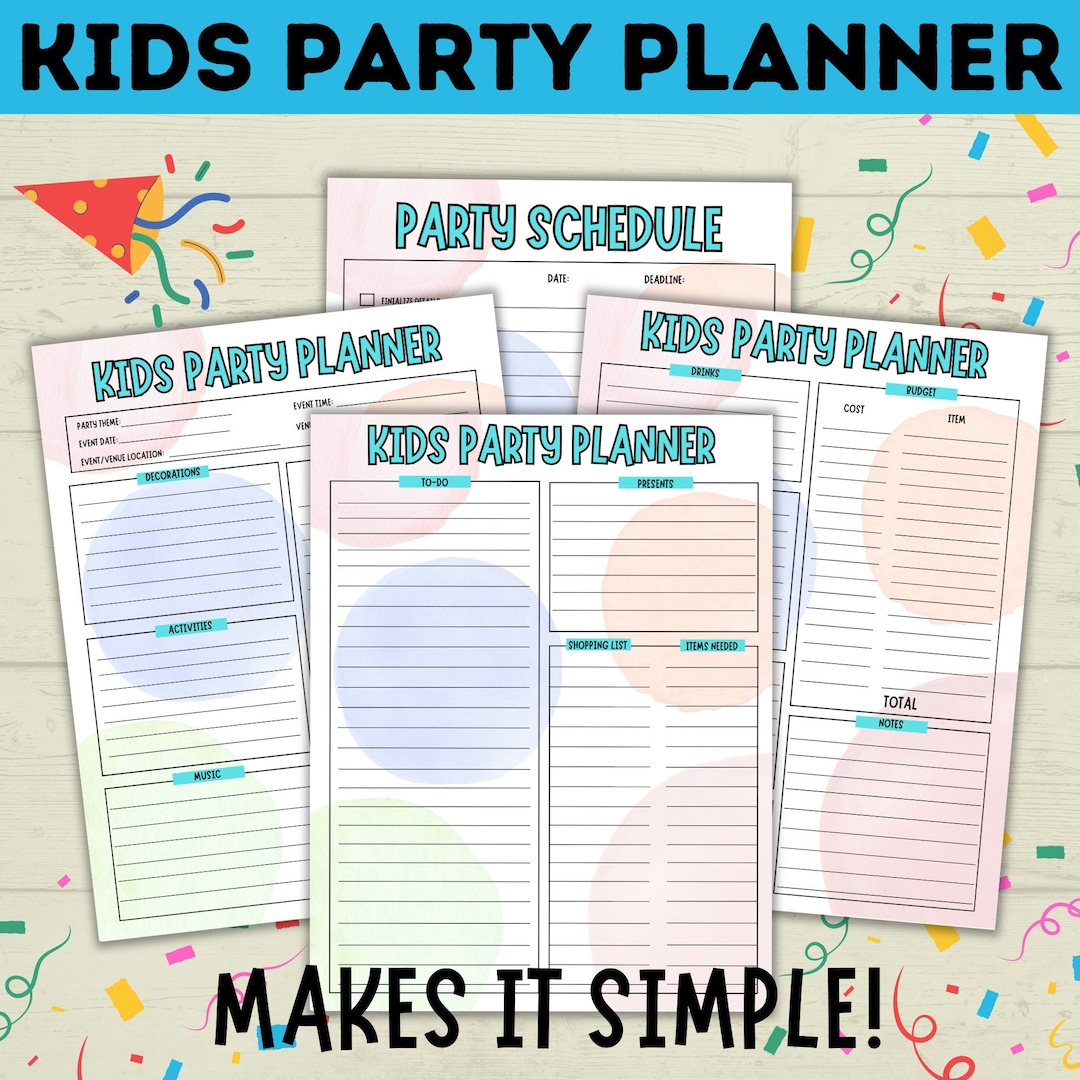 Kid's Party Planner | Kid's Birthday Party Planner | Kids Planner ...