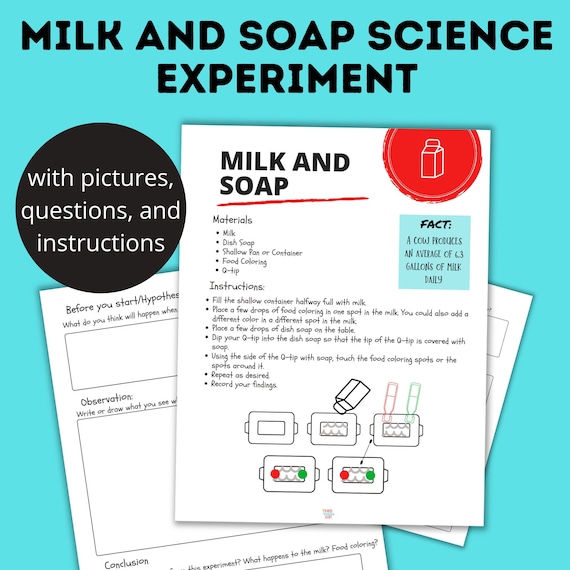 Milk and Soap Science Experiment for Kids Science for Kids - Etsy
