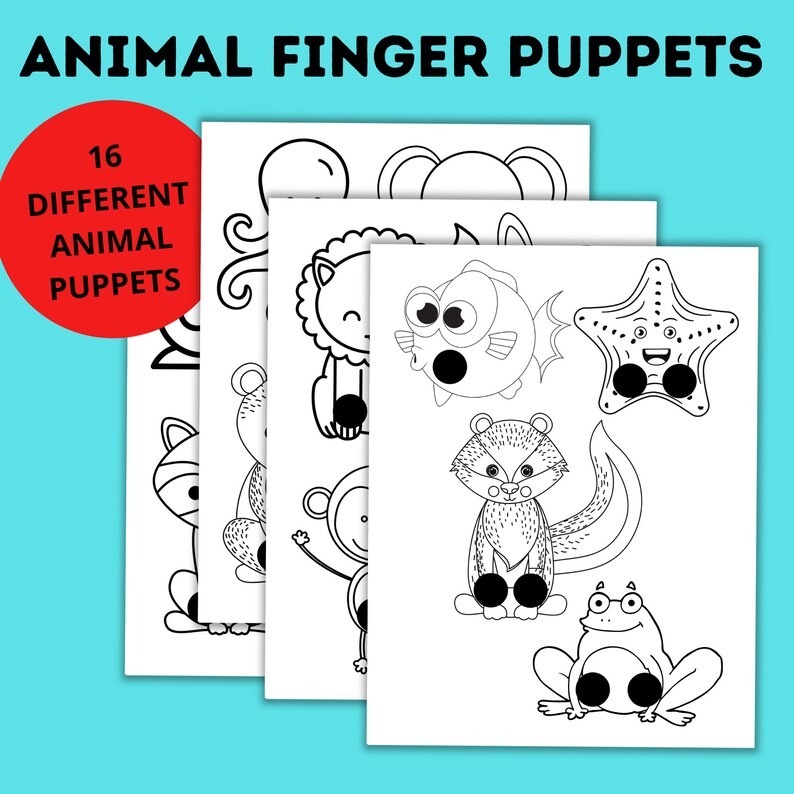 Animal Finger Puppets Paper Finger Puppets to Color - Etsy