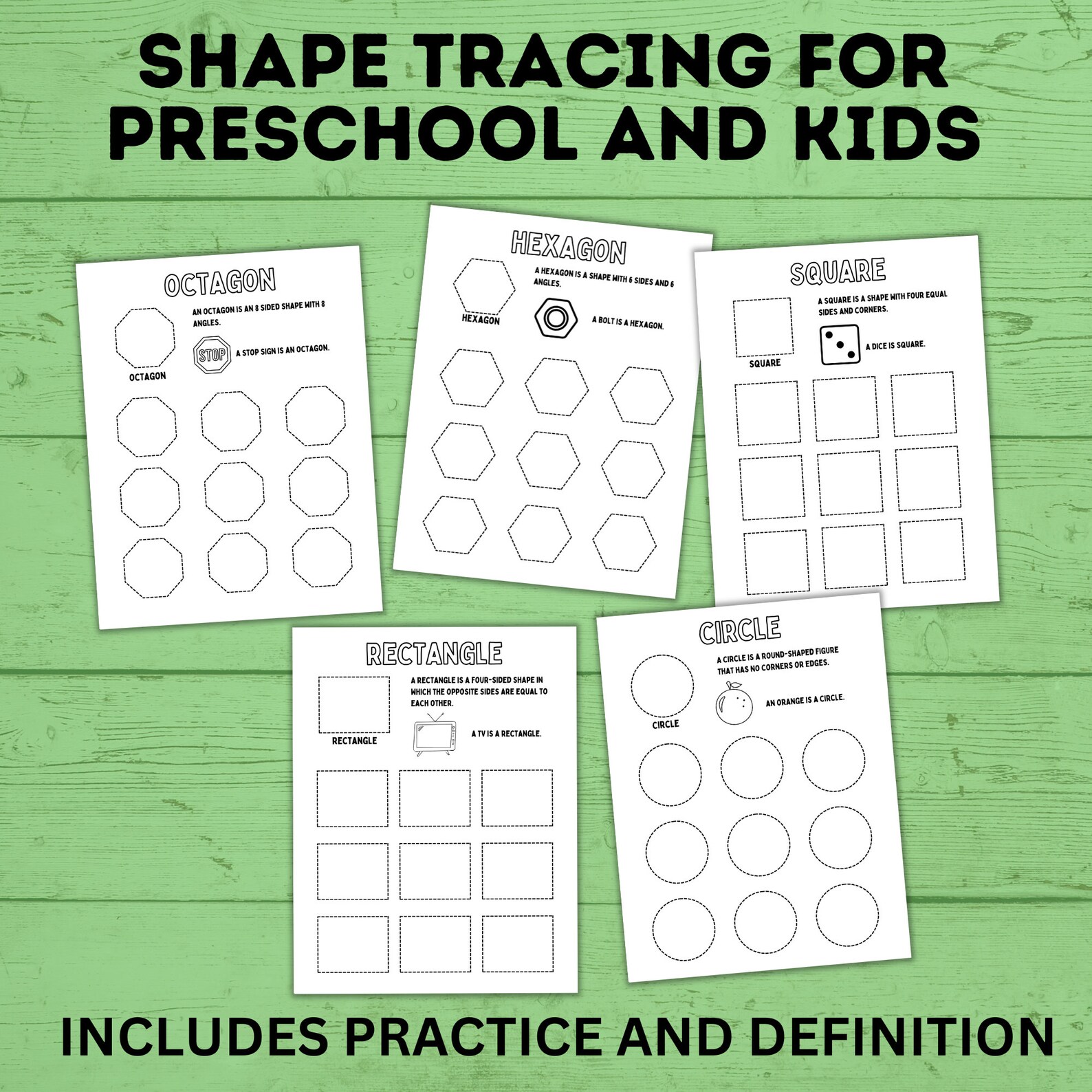 Preschool Shapes Tracing Worksheet | Preschool Worksheets | Preschool ...