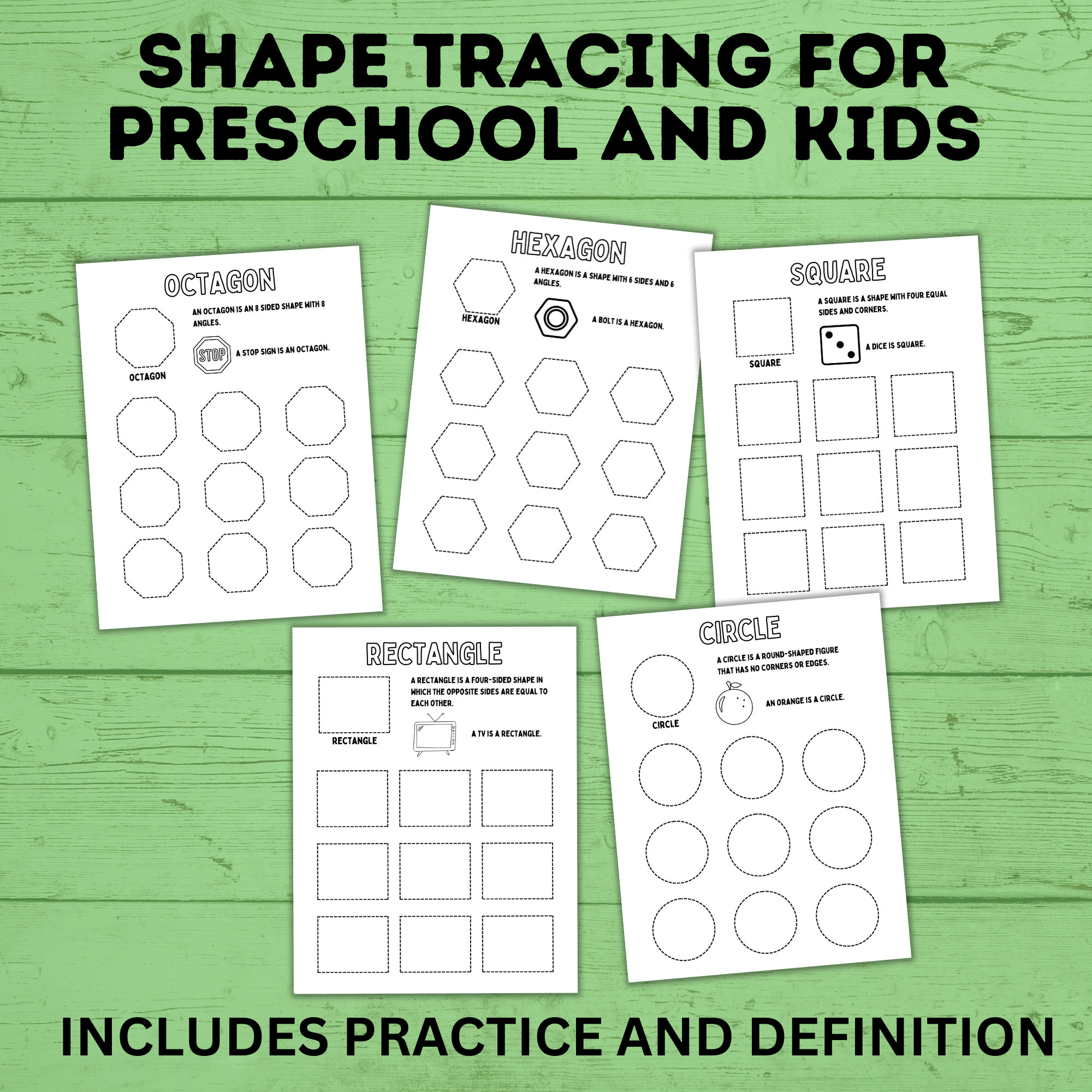 Preschool Shapes Tracing Worksheet Preschool Worksheets Preschool Shape ...