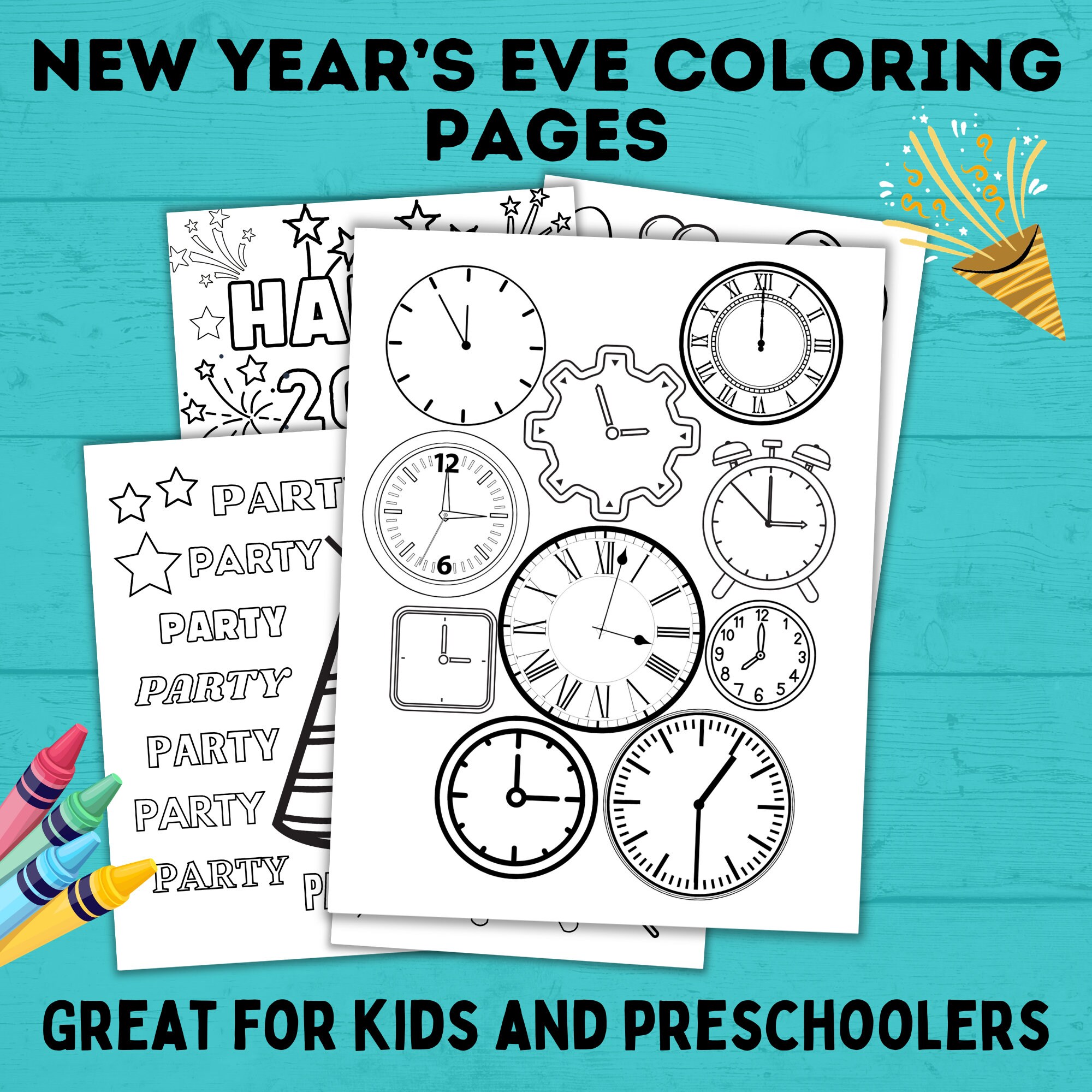New Year's Eve Coloring Pages for Kids | New Year's Eve Activities ...