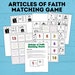 Articles of Faith Matching Game for Families | FHE Game | Articles of ...