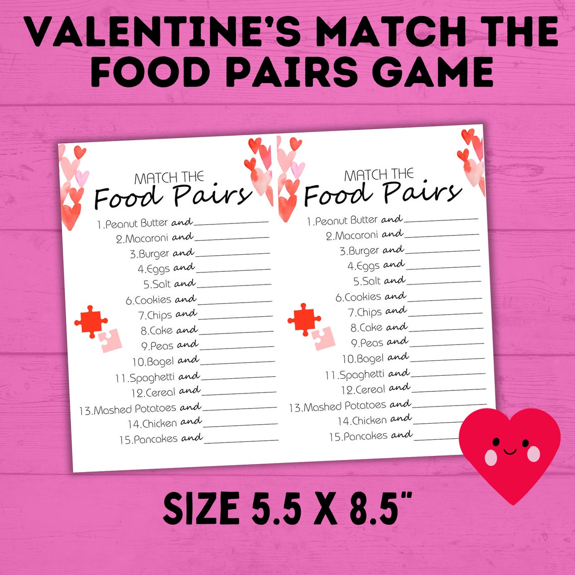 Valentine's Day Games | Valentine's Day Match Game | Food Pairs Game ...