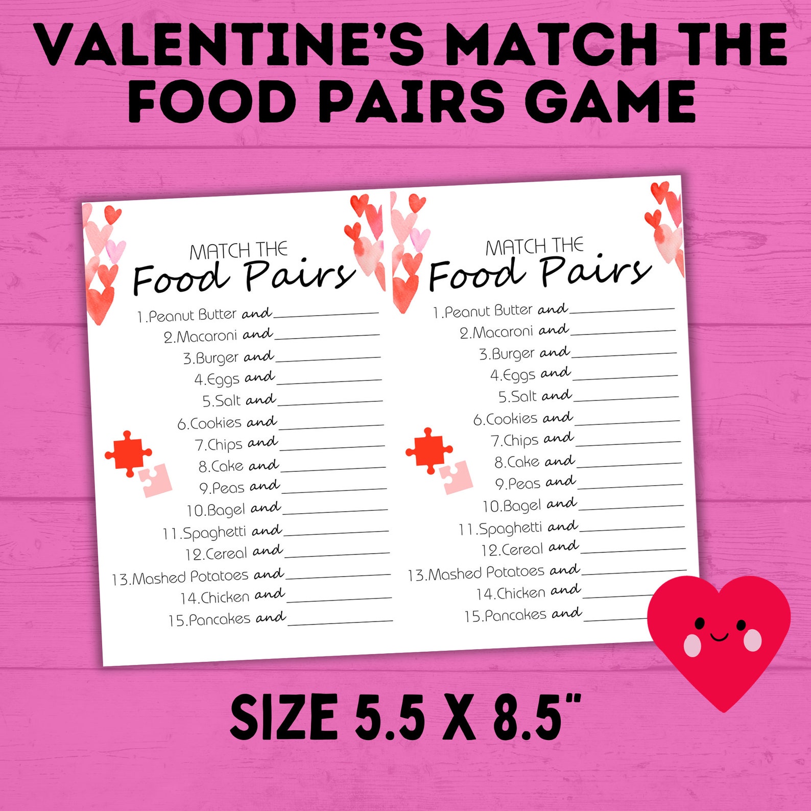 Valentine's Day Games | Valentine's Day Match Game | Food Pairs Game ...