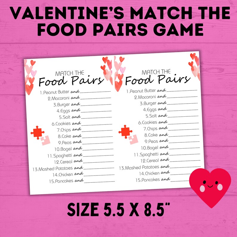 Valentine's Day Games | Valentine's Day Match Game | Food Pairs Game ...