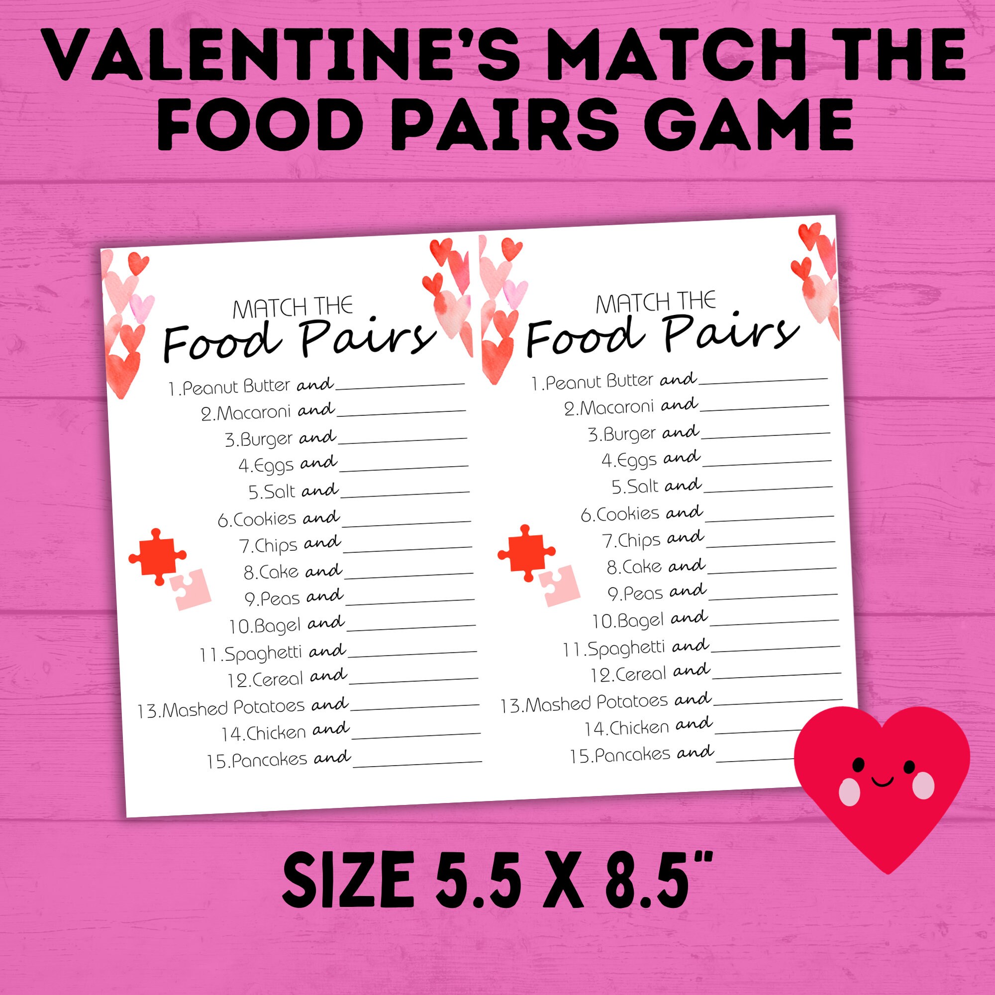 Valentine's Day Games | Valentine's Day Match Game | Food Pairs Game ...