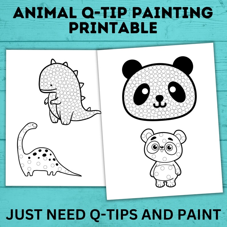 Animal Q-tip Painting Printable | Animal Craft | Animal Printable ...