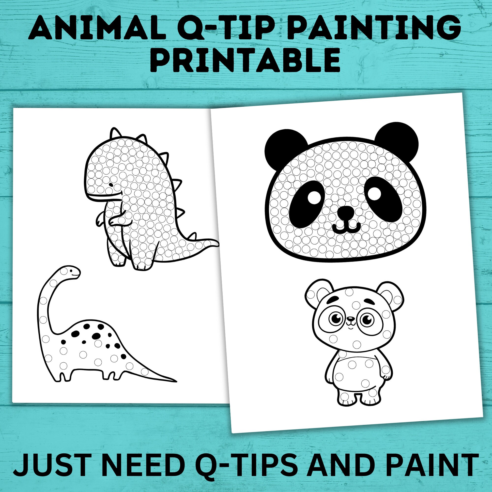Animal Q-tip Painting Printable | Animal Craft | Animal Printable ...