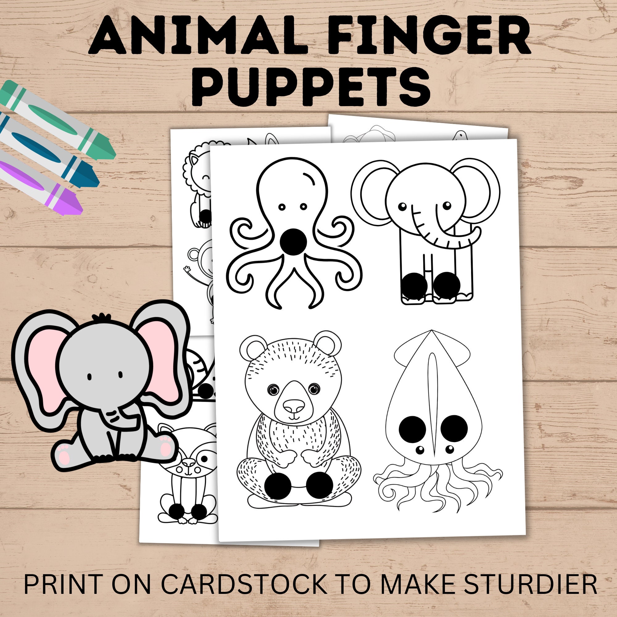 Animal Finger Puppets | Paper Finger Puppets to Color | Printable ...