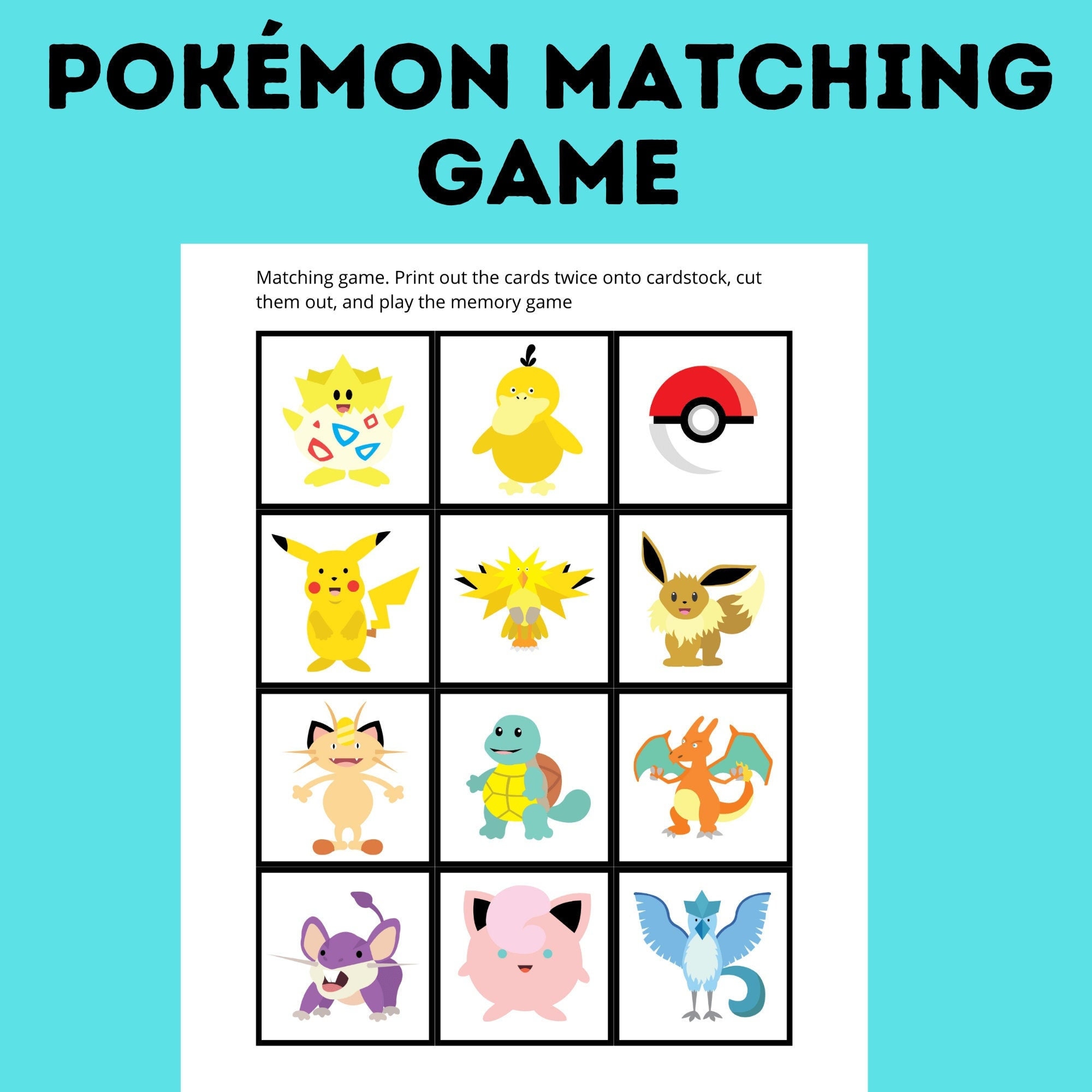 Pokémon Matching Game for Kids | Matching Game | Toddler Activities ...