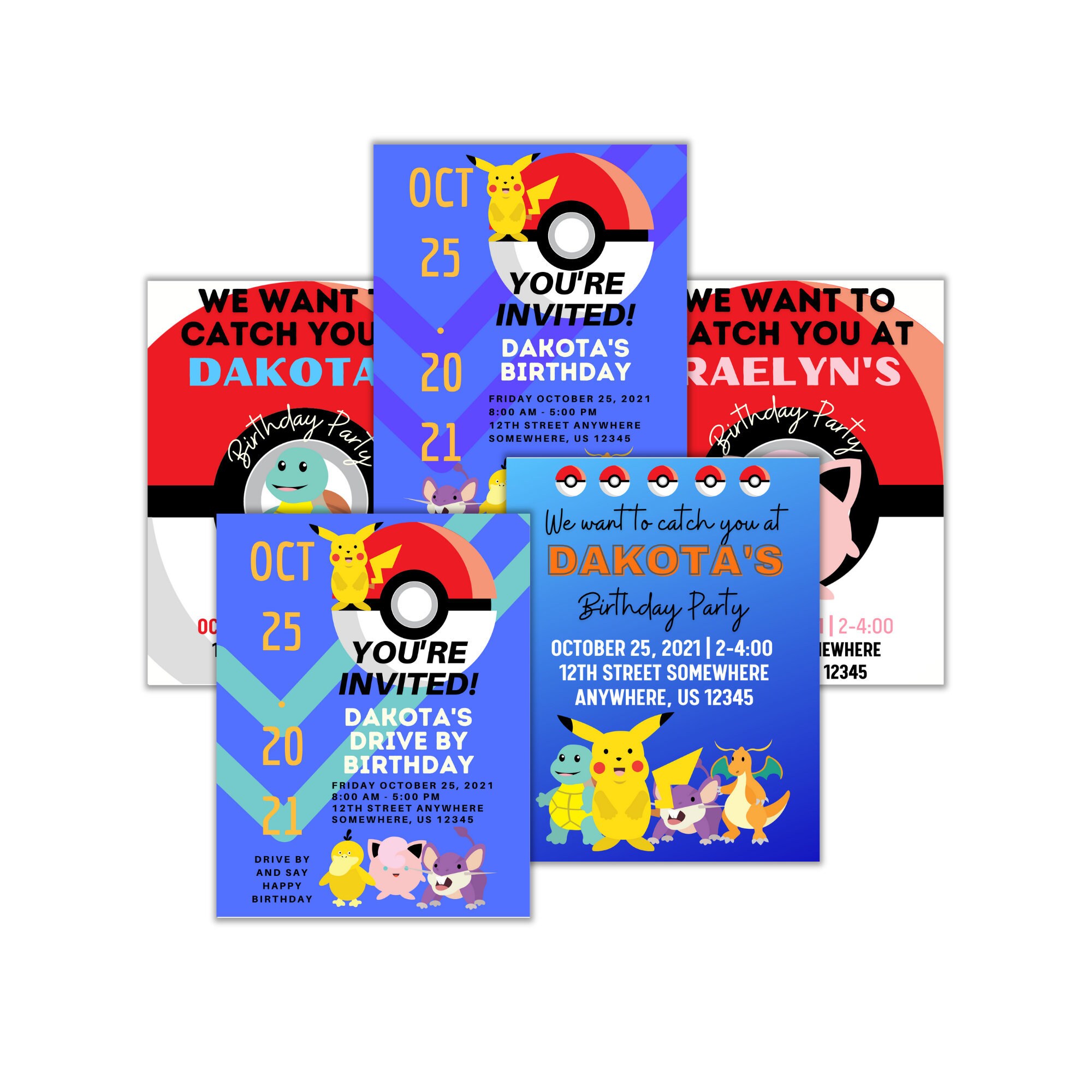 Pokemon Party Invitations for Kids and Toddlers Pokemon Invitations - Etsy