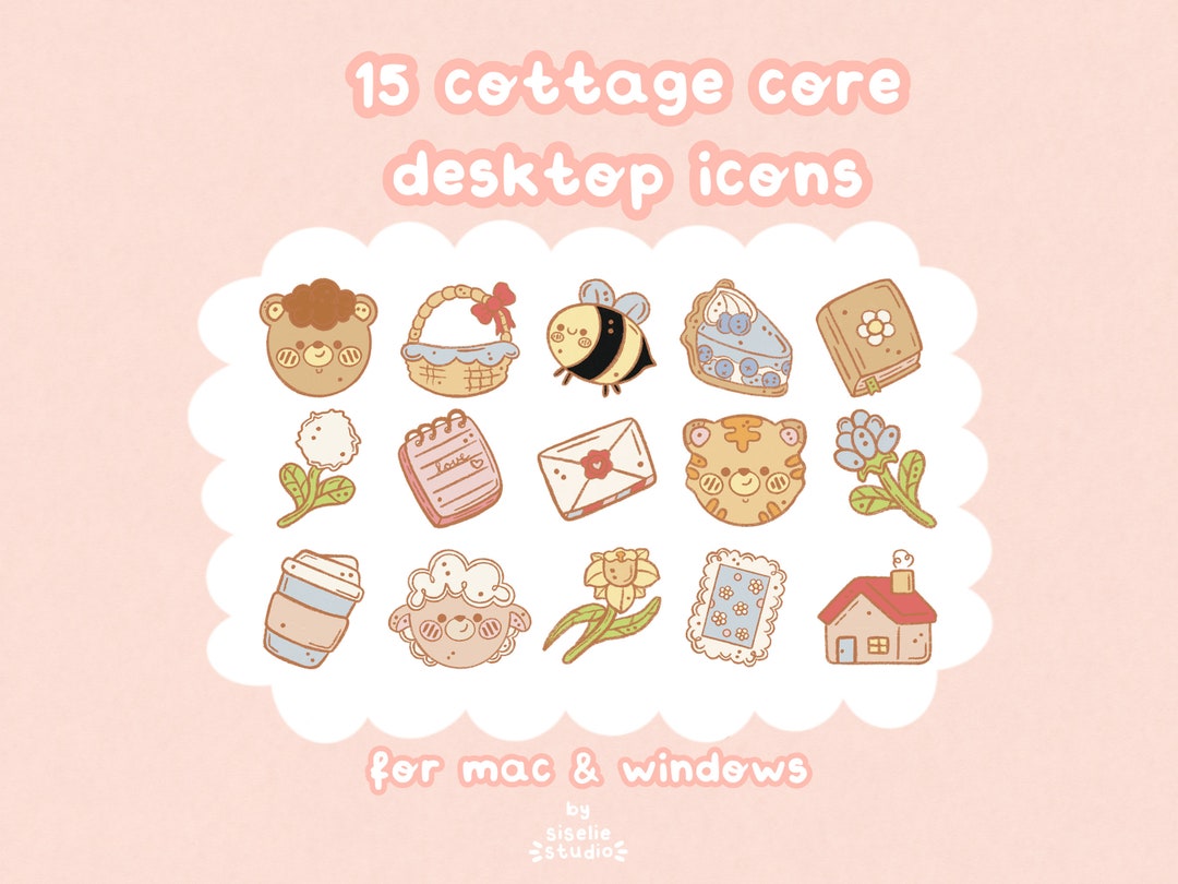 15 Cute Cottage Core Icons Digital Desktop Icon Set Folder Icons for ...