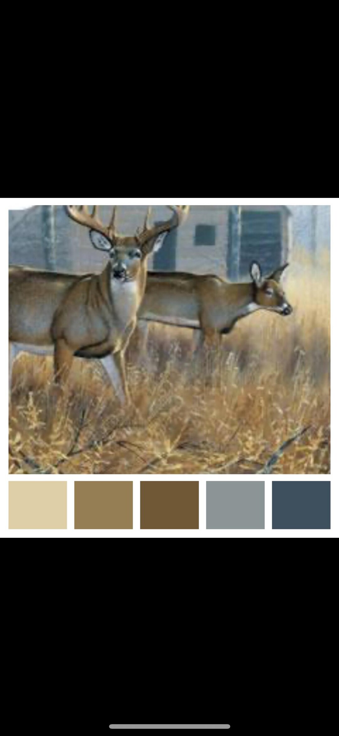 Whitetail Woodsland Collection Panel Buck Deer & Does Cabin Scene, Fall ...