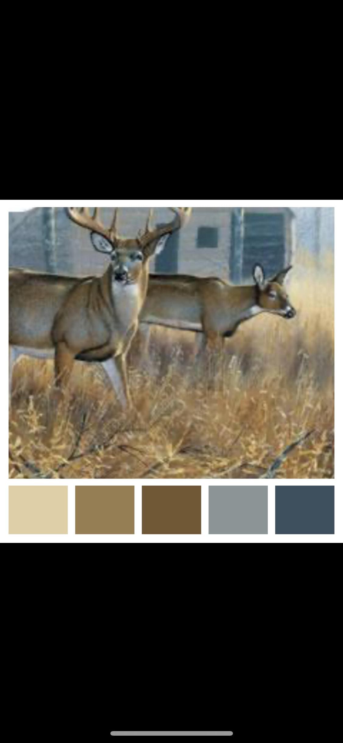 Whitetail Woodsland Collection Panel Buck Deer & Does Cabin Scene, Fall ...