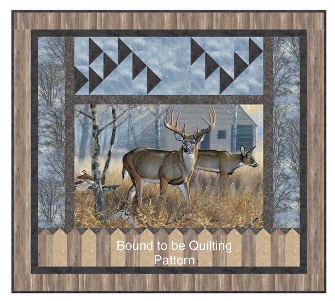 Whitetail Woodsland Collection Panel Buck Deer & Does Cabin Scene, Fall ...