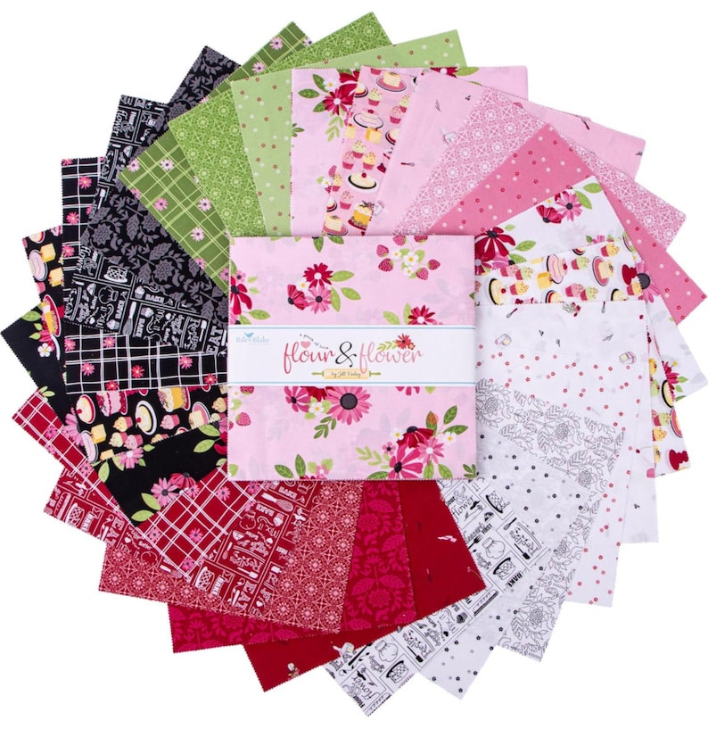 Flour & Flower / Layer Cake / Pre-cut / Quilt Cotton / 10"x 10” Patchwork / Piece Work ...