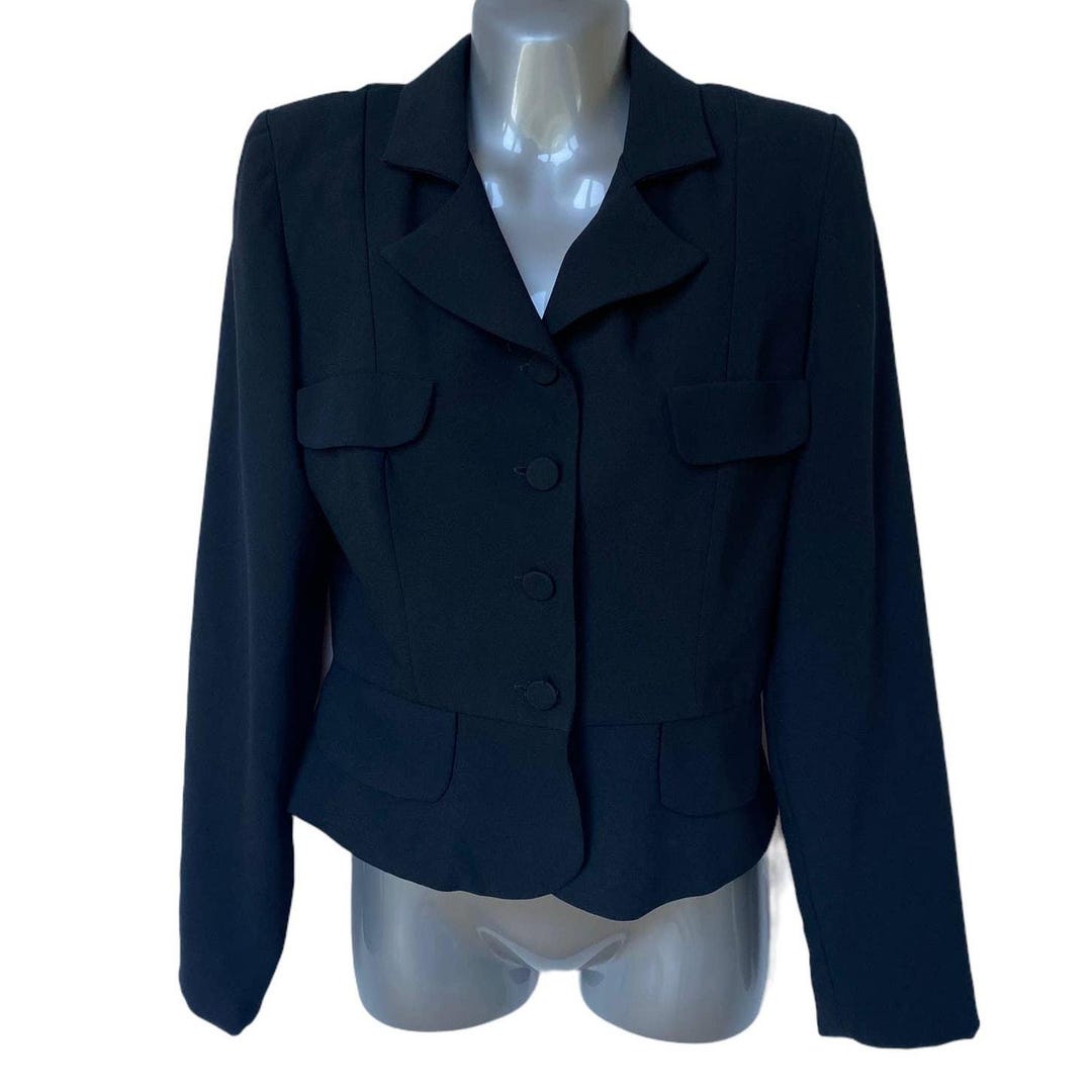 Vintage Gantos Blazer Black Peplum Blazer Cropped Length Women's Size 4 ...