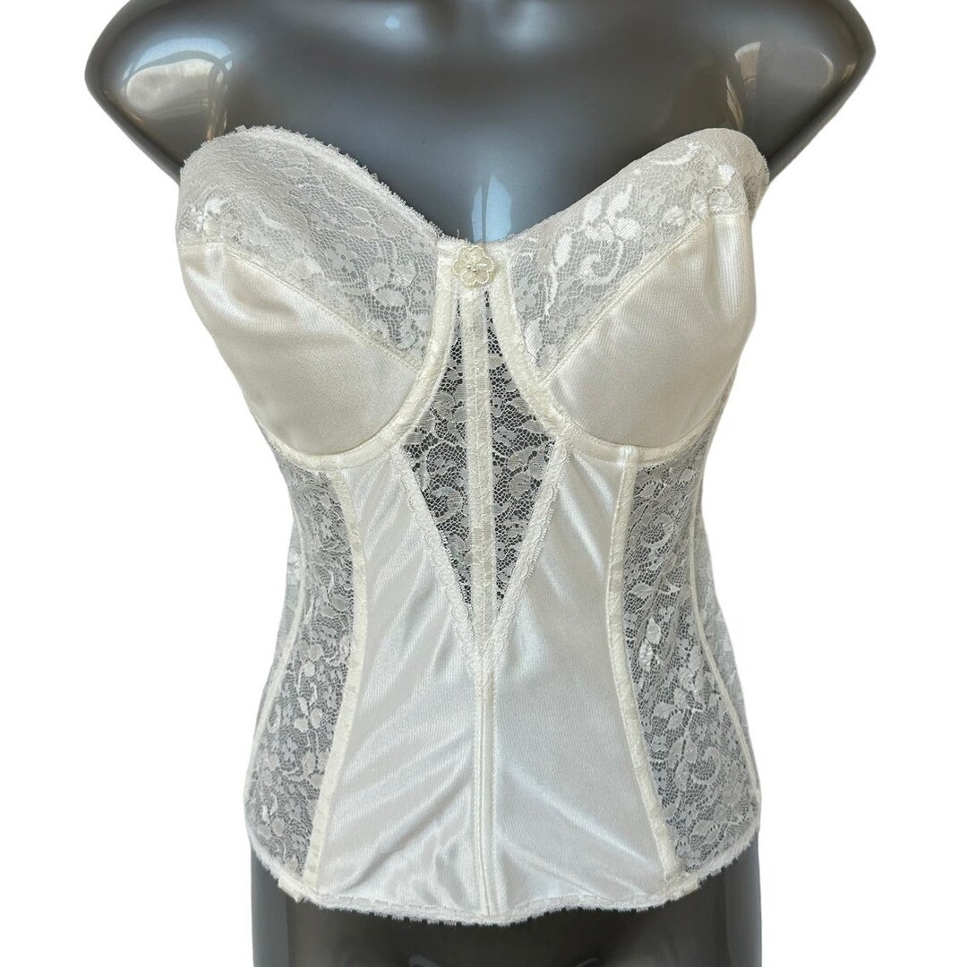 Vintage Carnival Corset off White Lace Bustier Lingerie Bra Top Women's ...