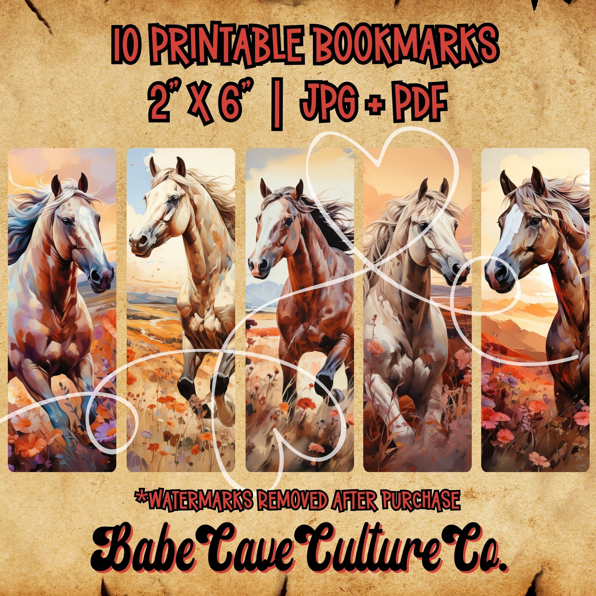 Horse Lover Gift Bookmarks Printable Floral Bookmark Cowgirl Print ...