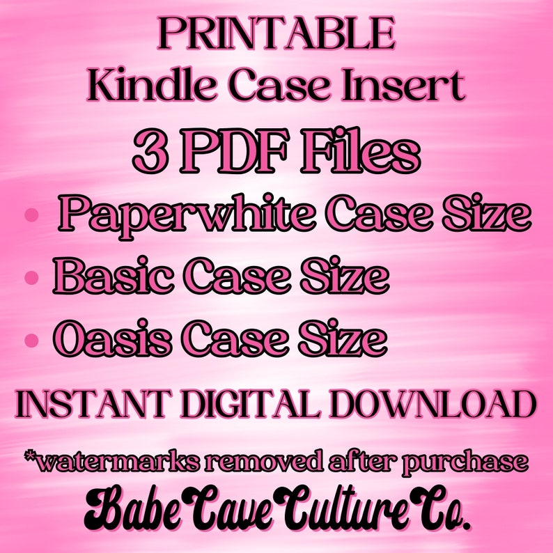 Kindle Case Paperwhite, Basic, Oasis Clear Case Insert Printable for ...