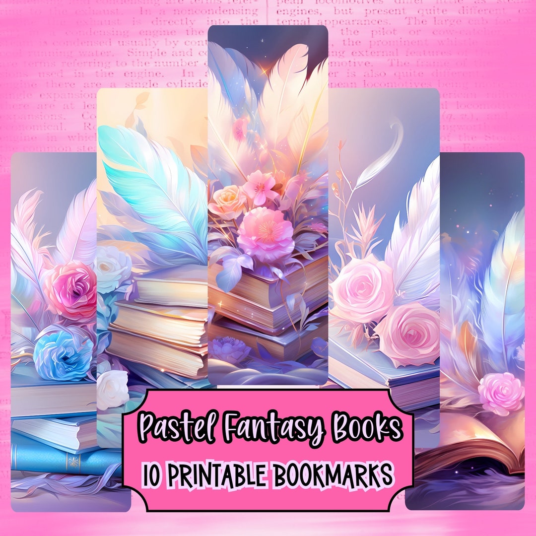 Pastel Fantasy Book Bookmarks Printable Pink Coquette Aesthetic ...