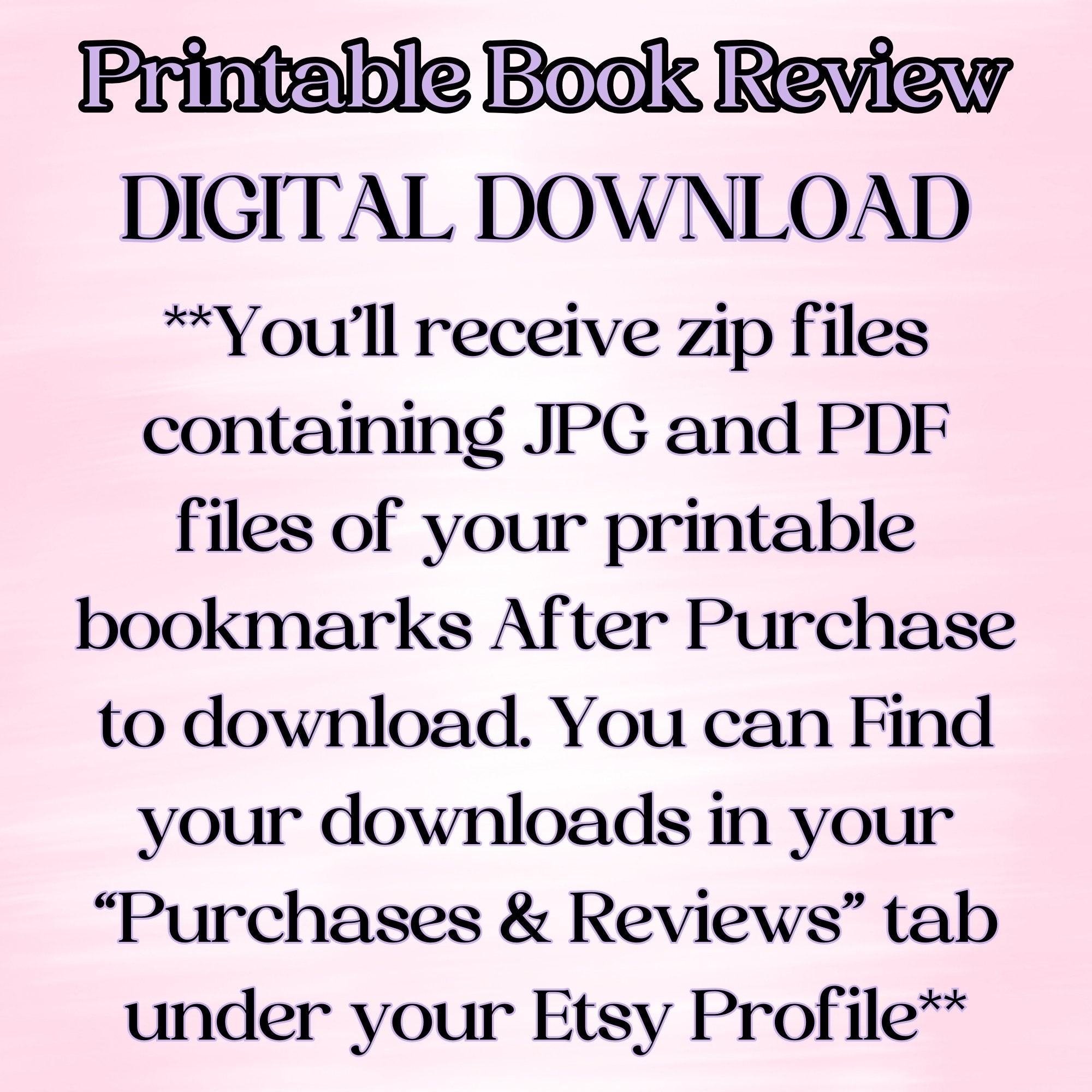 Book Review Printable Purple Kawaii Retro Book Lover Gift Librarian ...