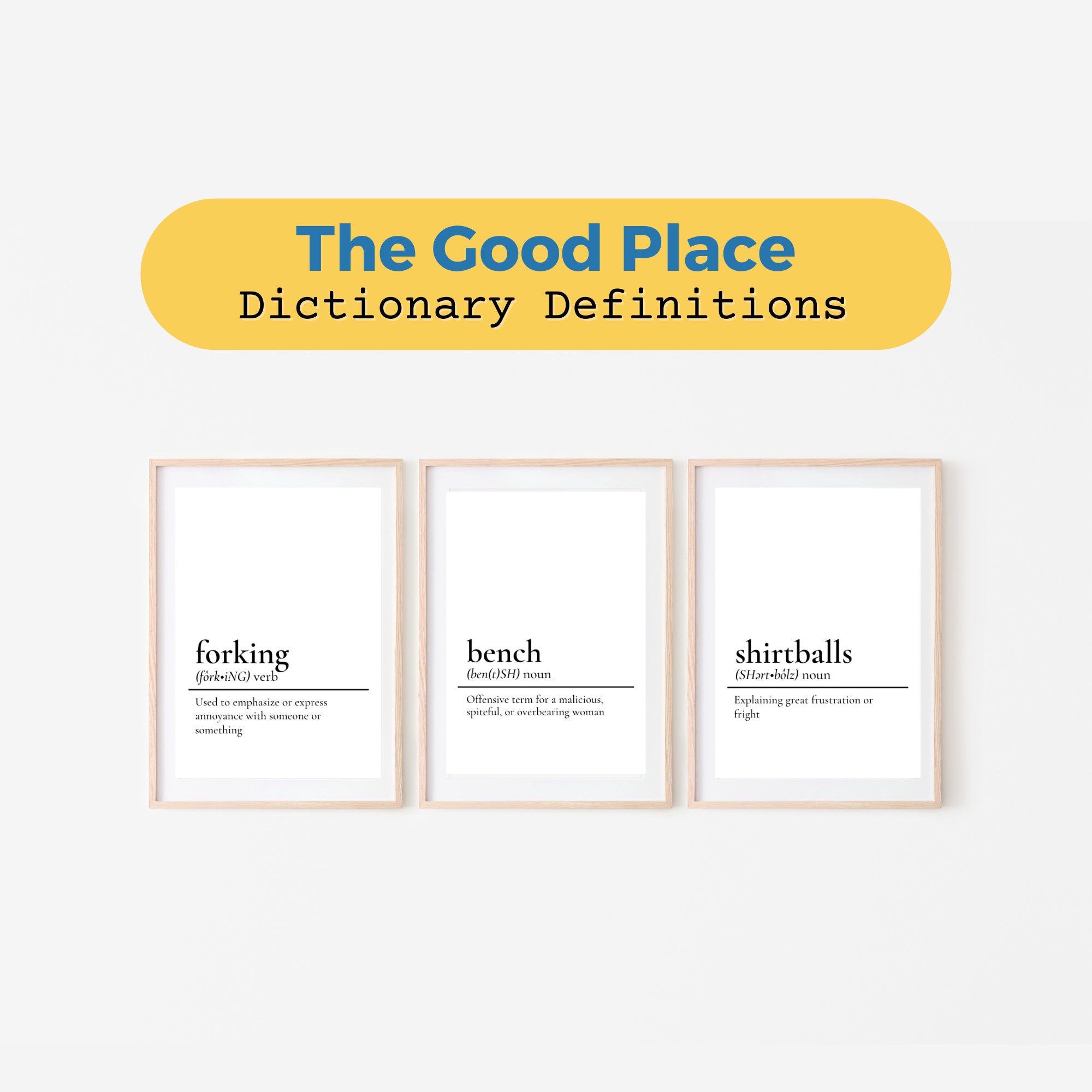 The Good Place Printable Definitions | Good Place Funny Curse Word Wall ...
