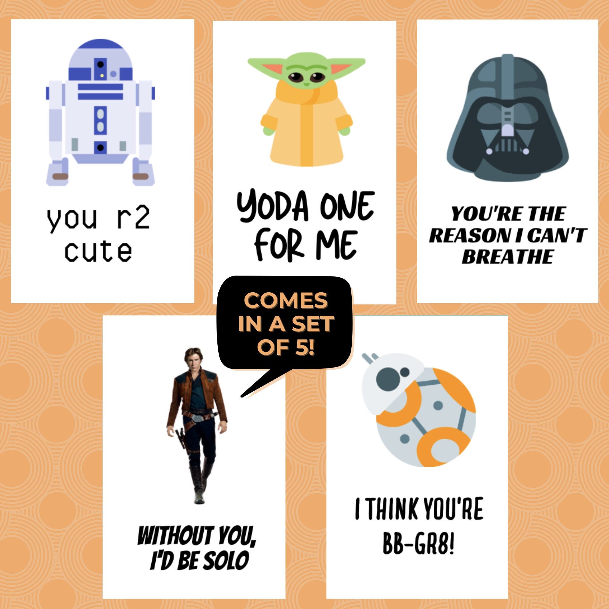 Star Wars Printable Anniversary Cards Set of 5 Kids Star | Etsy