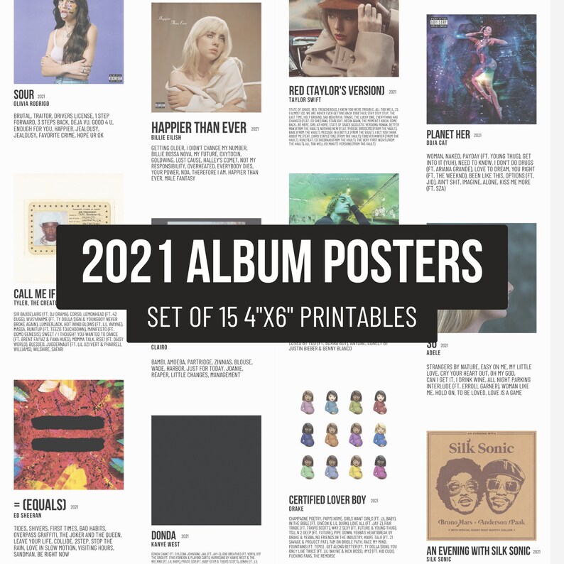Printable Album Covers Collage Printable 2021 Music Poster Bedroom Wall ...