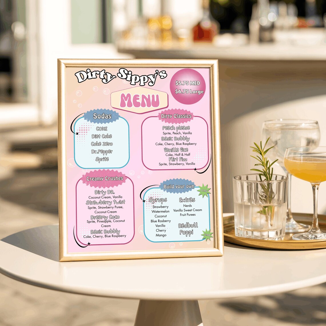 Dirty Soda Menu Template 8x10 | Retro Editable CANVA Drink Menu | Dirty ...