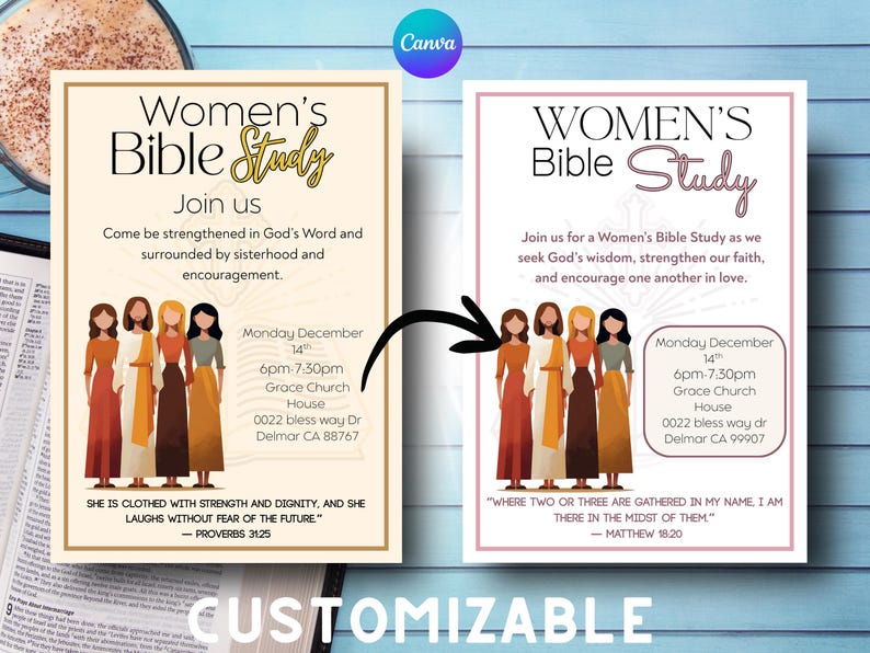 Women’s Bible Study Invitation Template | Christian Women’s Gathering ...