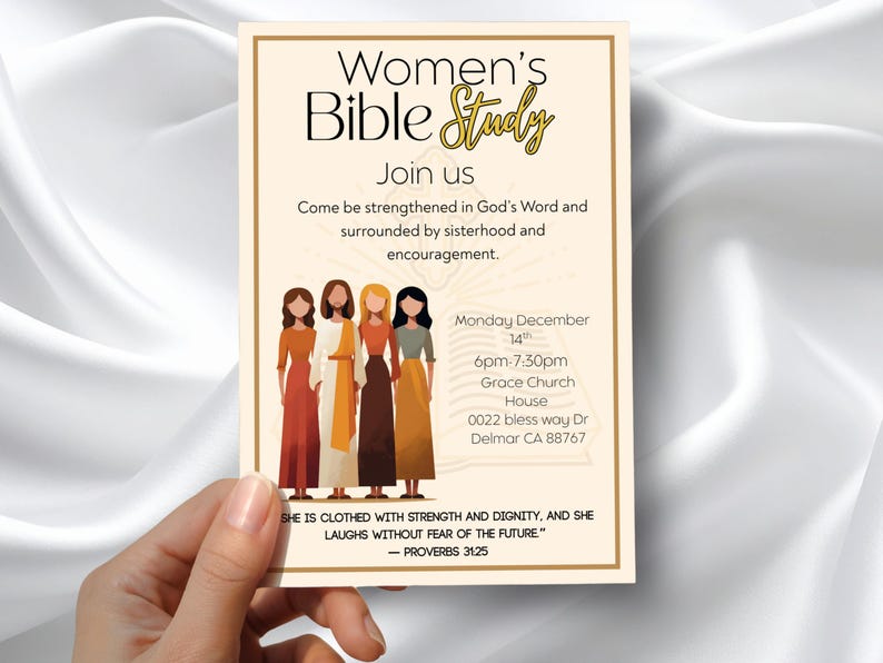 Women’s Bible Study Invitation Template | Christian Women’s Gathering ...