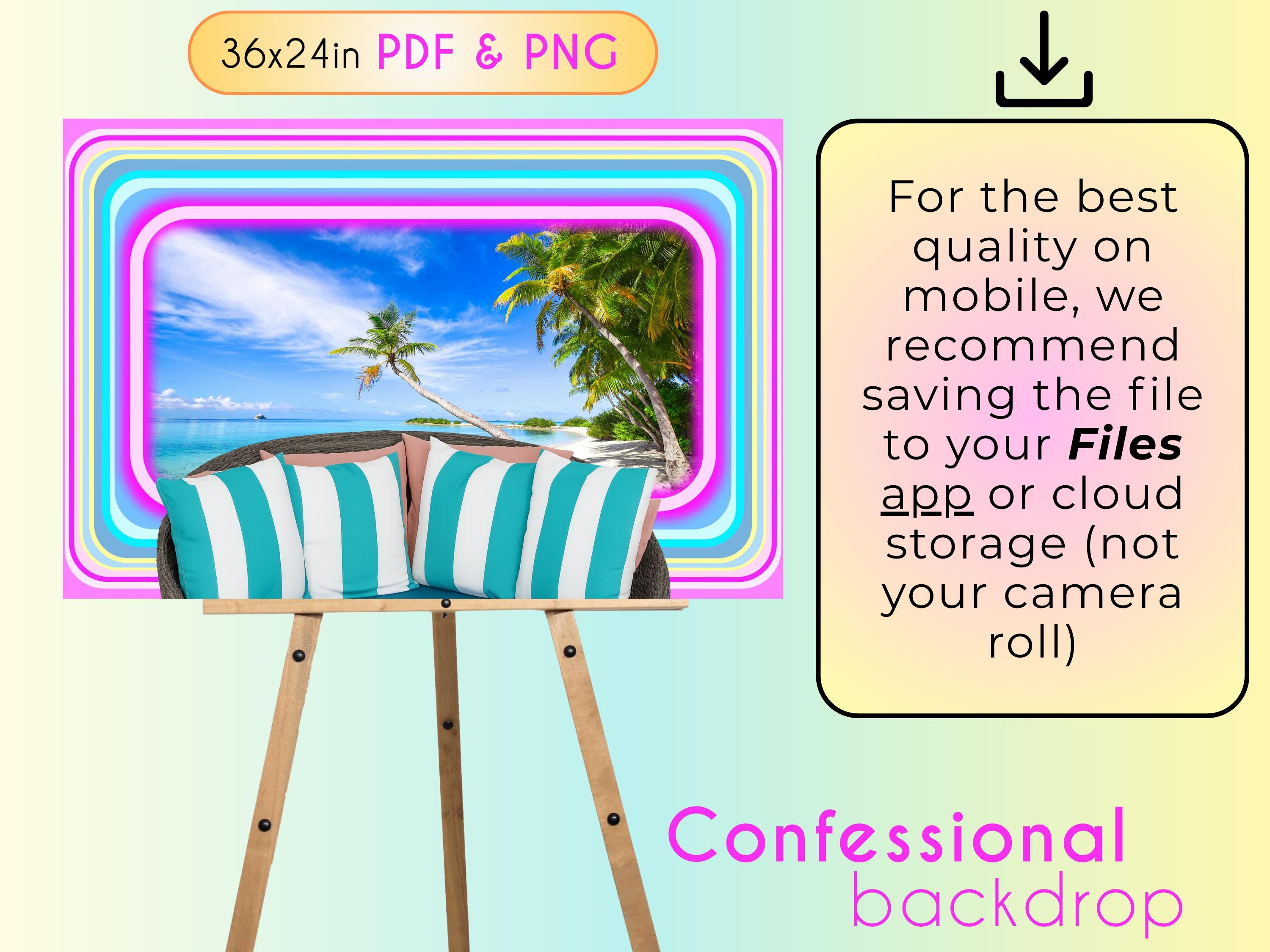 Amor Island Confessional Background | Printable Party Backdrop 36x24 ...