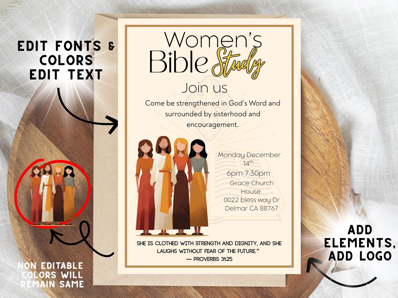Women’s Bible Study Invitation Template | Christian Women’s Gathering ...