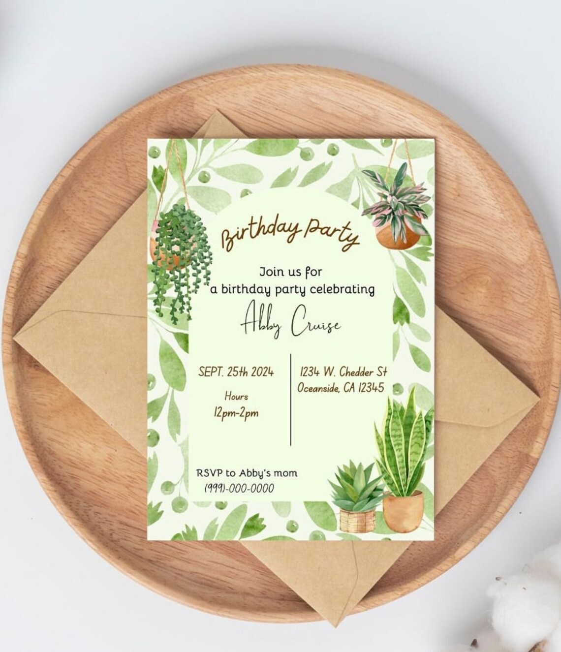Plant Birthday Invitation, Plant Mom Party Invitation, CANVA, Digital ...