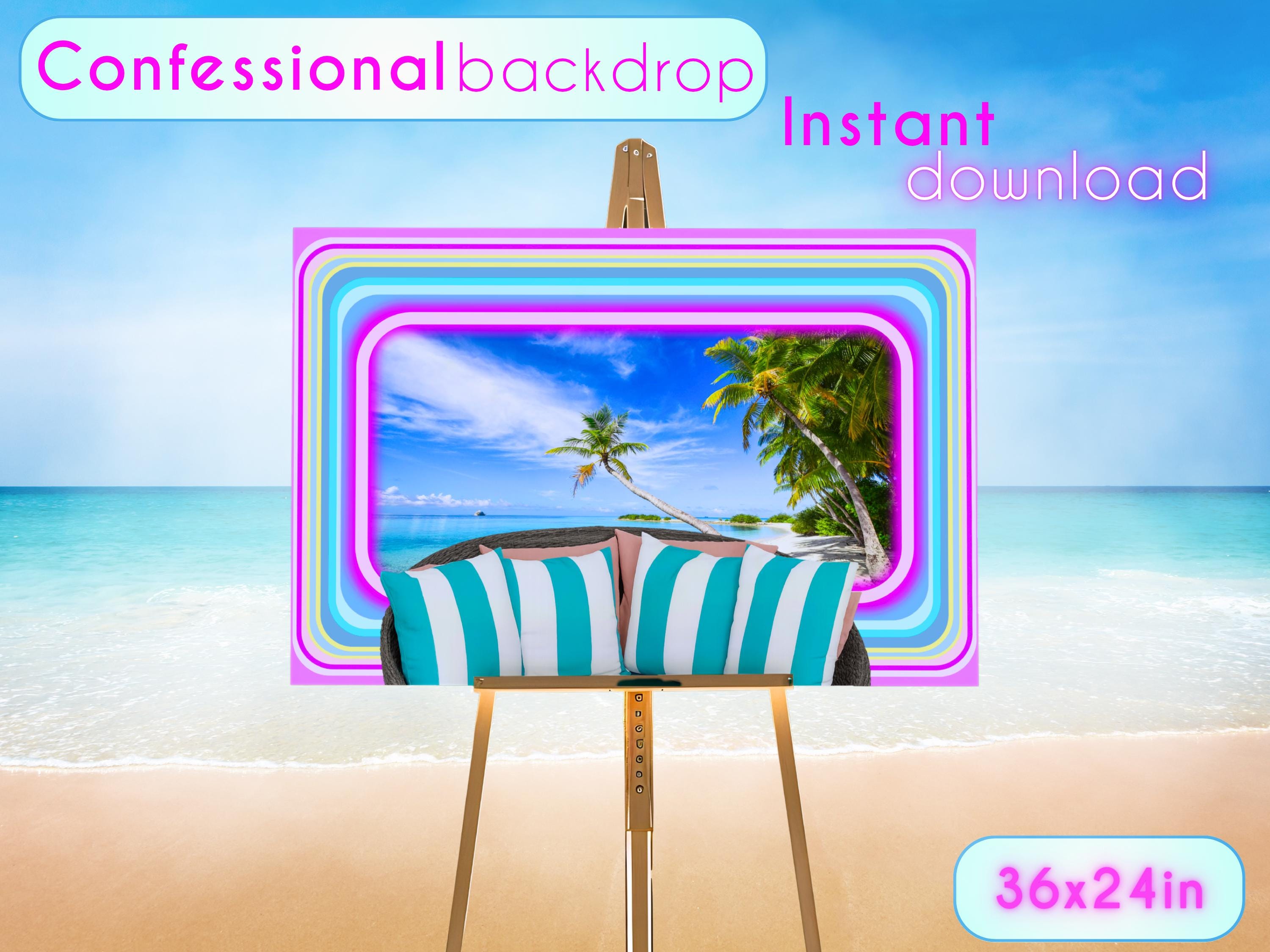 Amor Island Confessional Background | Printable Party Backdrop 36x24 ...