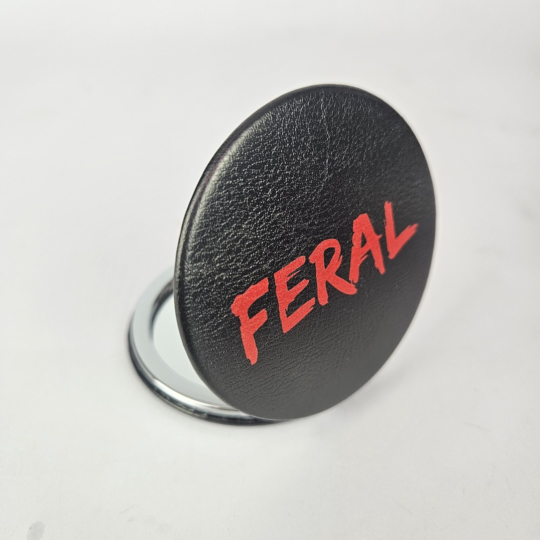 Funny Compact Mirror – Black “feral” Makeup Mirror | Sassy Gift for Her ...