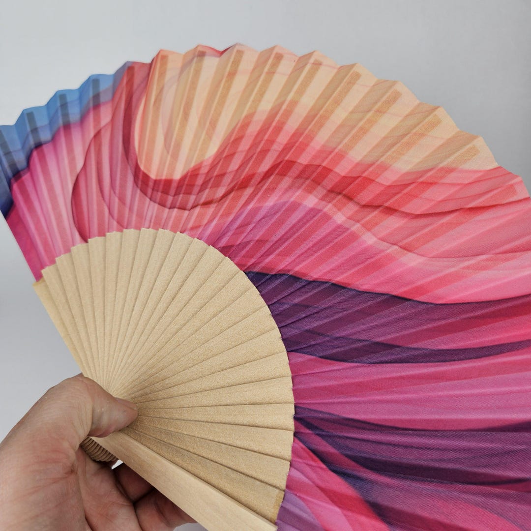 Handheld Painted Desert Print Folding Fan - Compact Bamboo Fan for ...